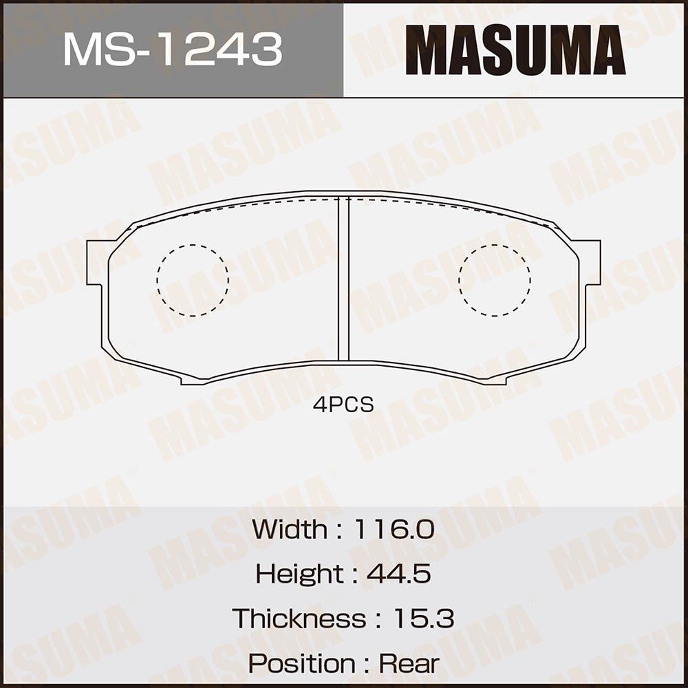 MS-1243 Masuma Колодки тормозные задние дисковые к-кт от производителя ...