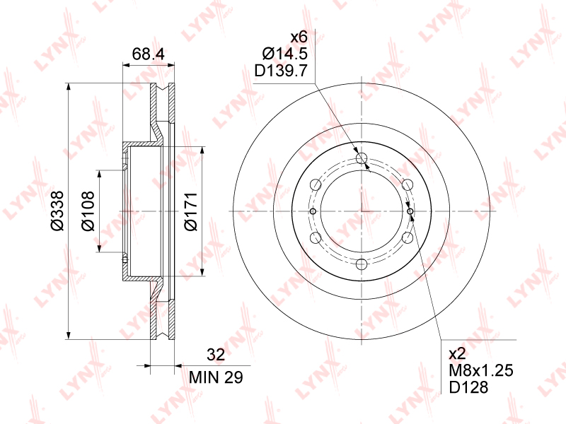 BN-1634 Lynx Диск тормозной передний вентилируемый от производителя по спец цене купить