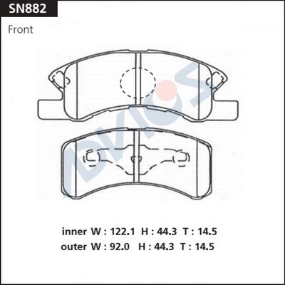 SN882 ADVICS Колодки тормозные передние к-кт от производителя по спец ...