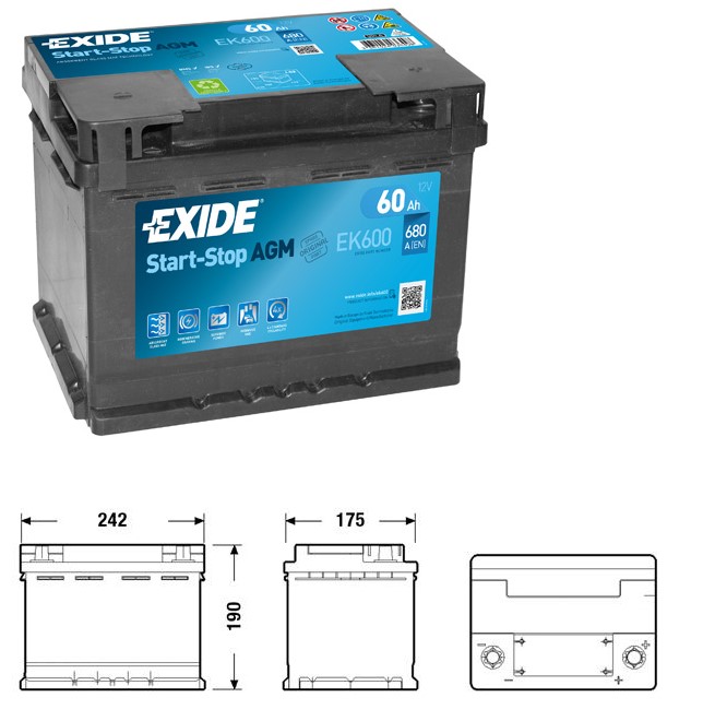 EK600 Exide Аккумулятор от производителя по спец цене купить в Санкт ...