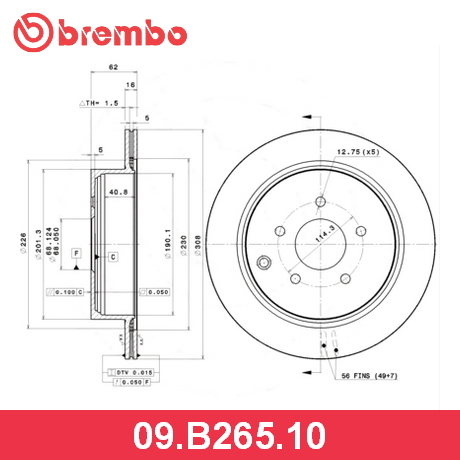 09.B265.10 Brembo от 1587 руб. в Москве