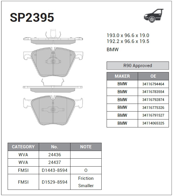 SP2395 Sangsin Колодки тормозные передние к-кт от производителя по спец ...