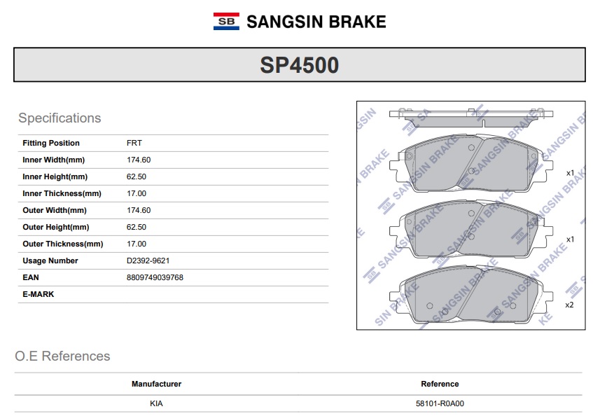SP4500 Sangsin от 1899 руб. для Kia Carnival 2020> в Москве